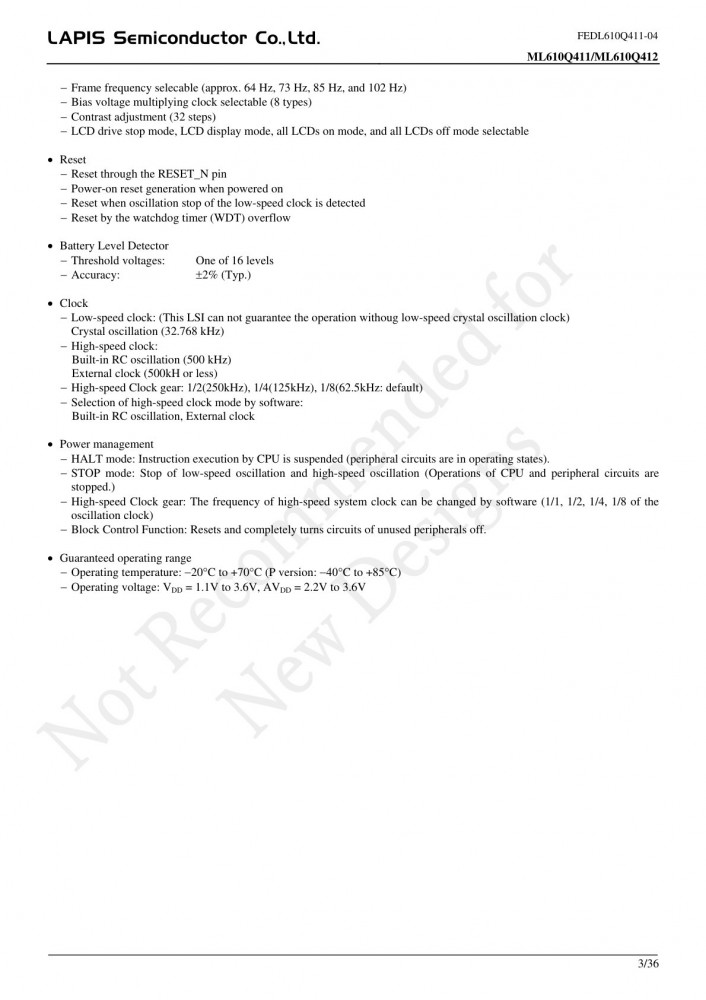 ML610Q411 Q412 datasheet page 4