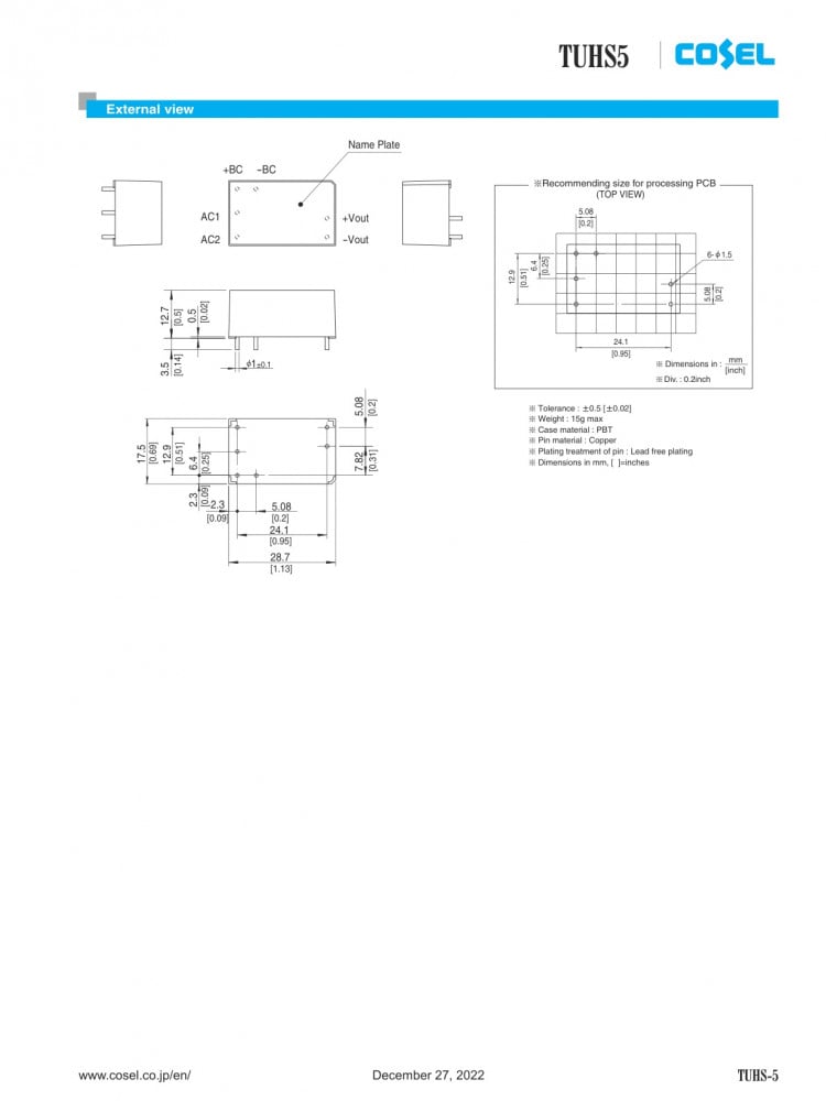 Cosel TUHS documentation page 5