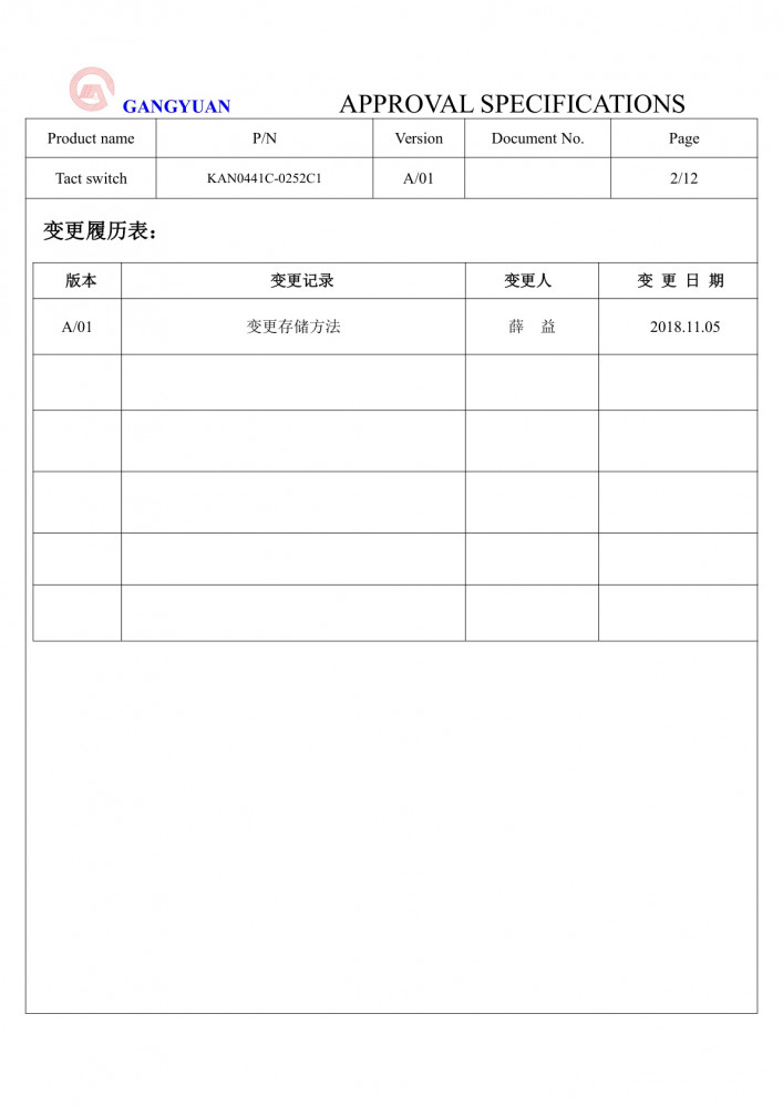KAN0441C-0252C1 approval specification page 2