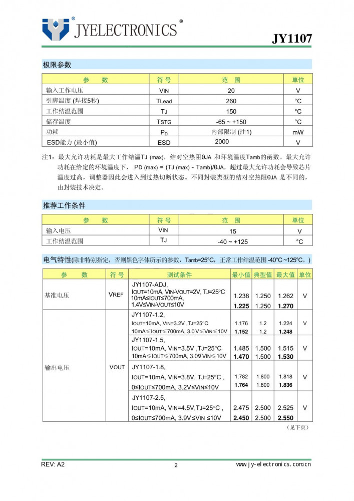 JY1107 datasheet page 2