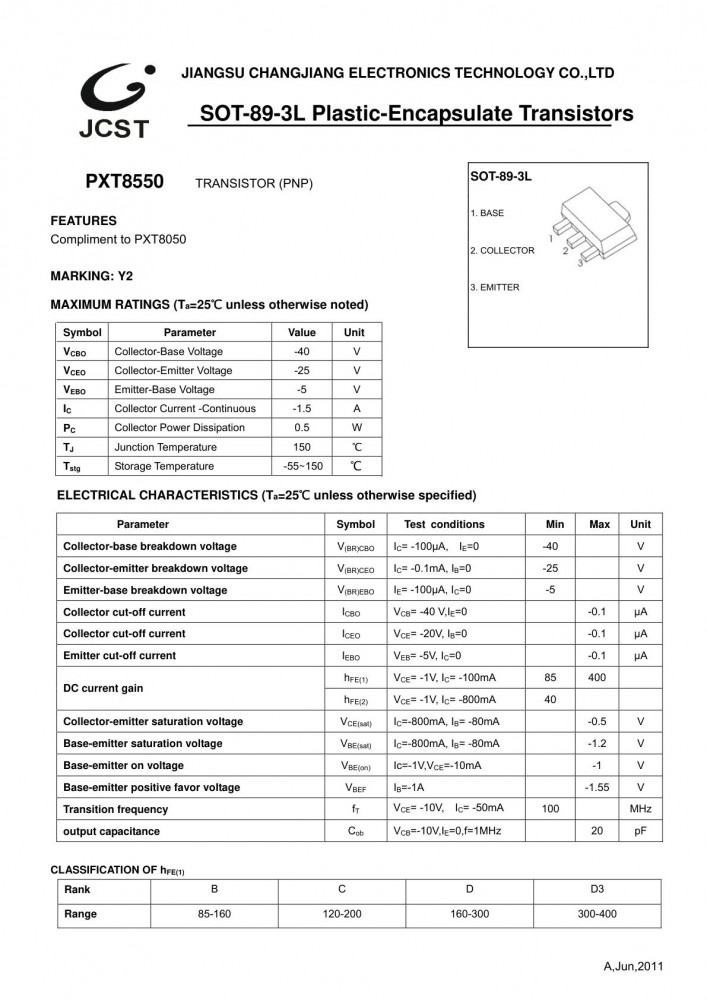 JSCJ PXT8550 datasheet page