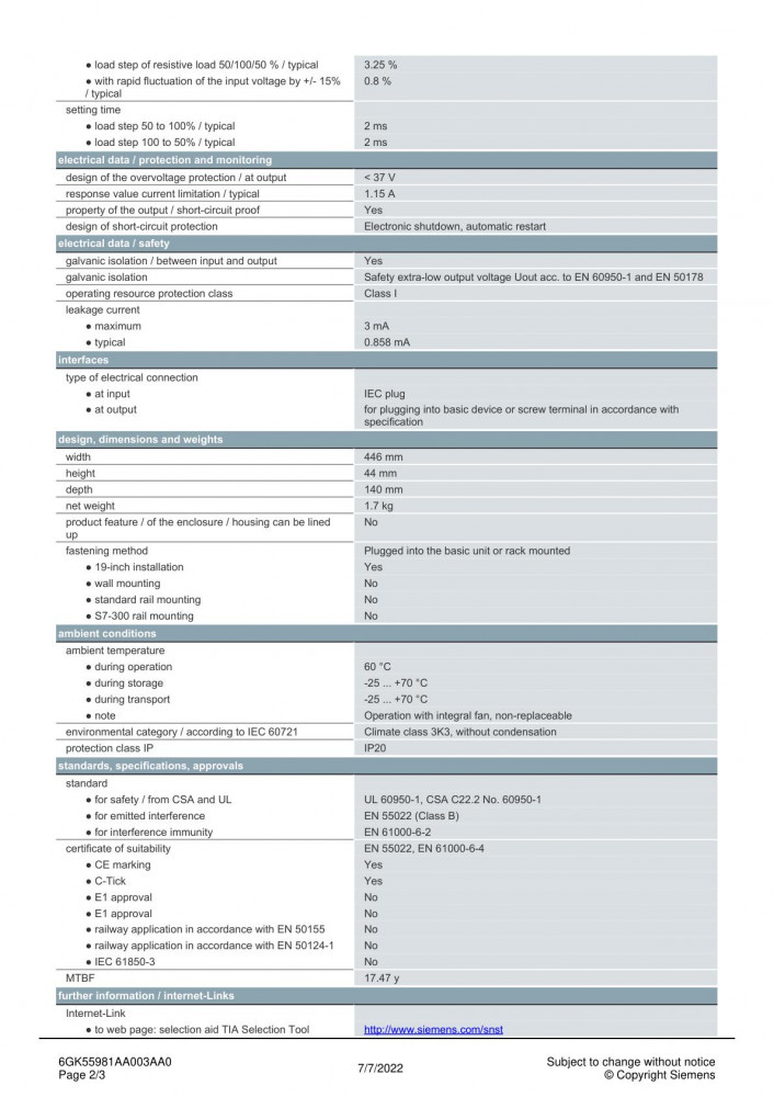 SIEMENS 6GK55981AA003AA0 datasheet page 2