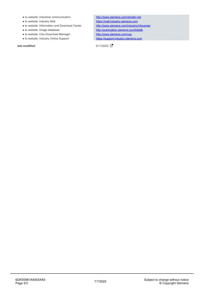 SIEMENS 6GK55981AA003AA0 datasheet page 3