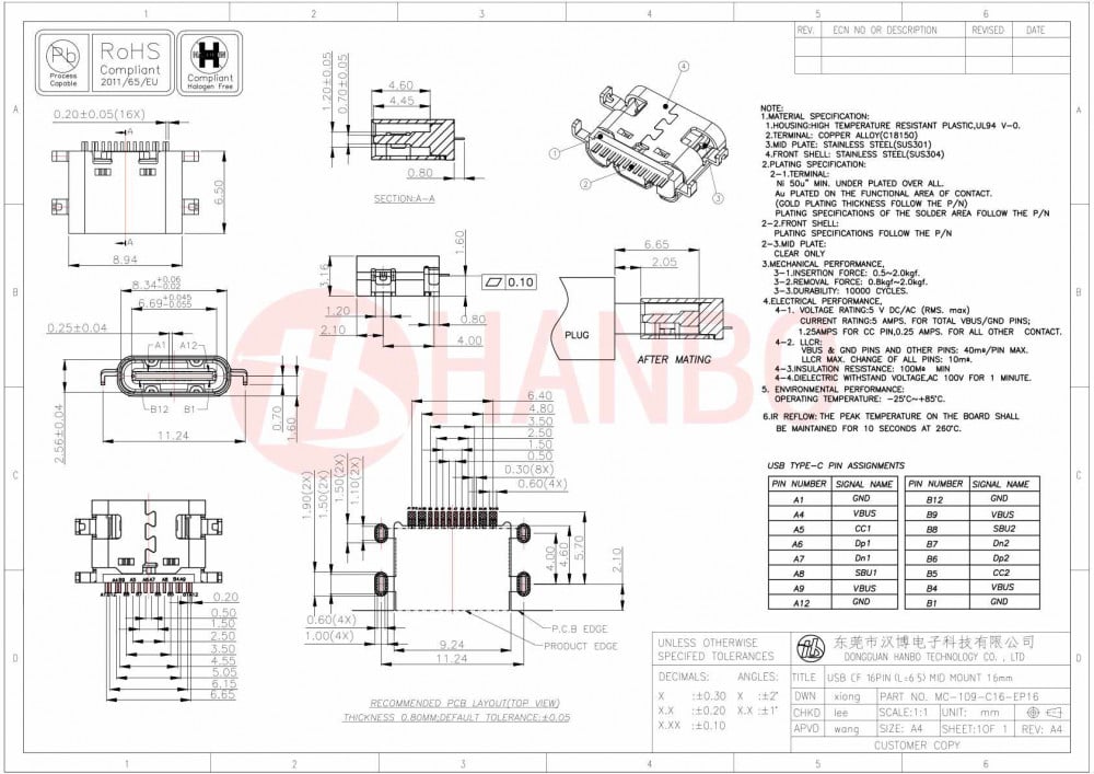 MC-109-C16-EP16 technical drawing page 1