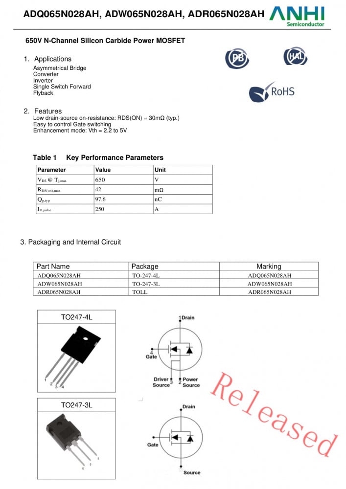 ADR065N028AH datasheet page 1