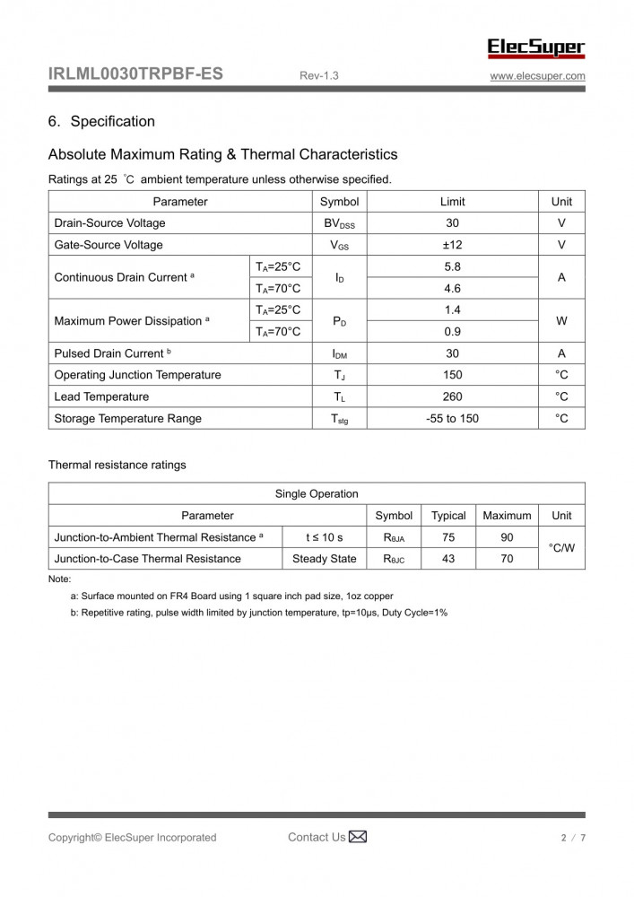 IRLML0030TRPBF-ES datasheet page 2