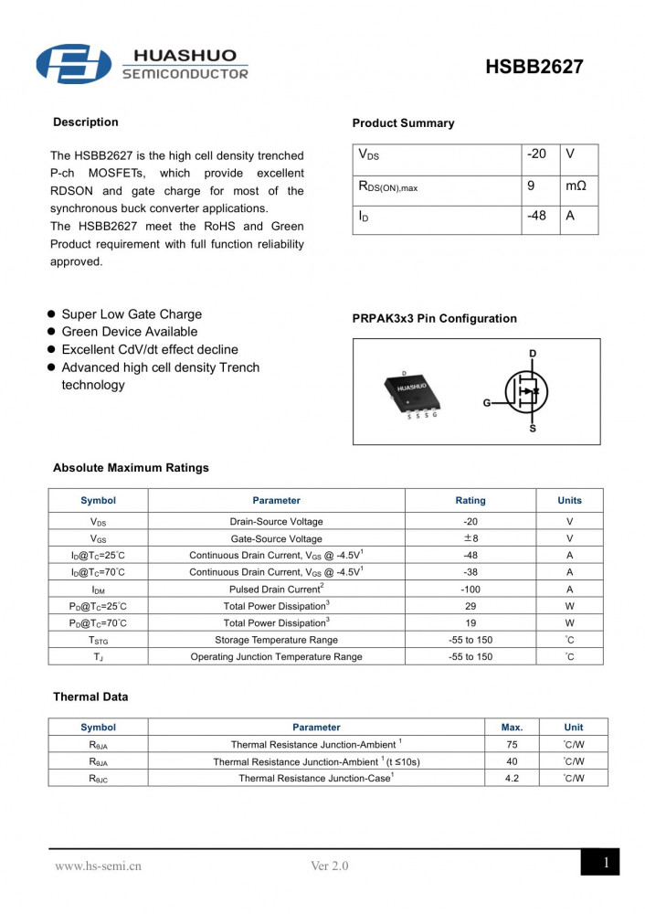 HSBB2627 datasheet page 1