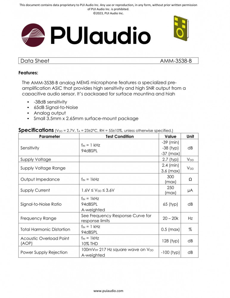 AMM-3538-B datasheet page 1