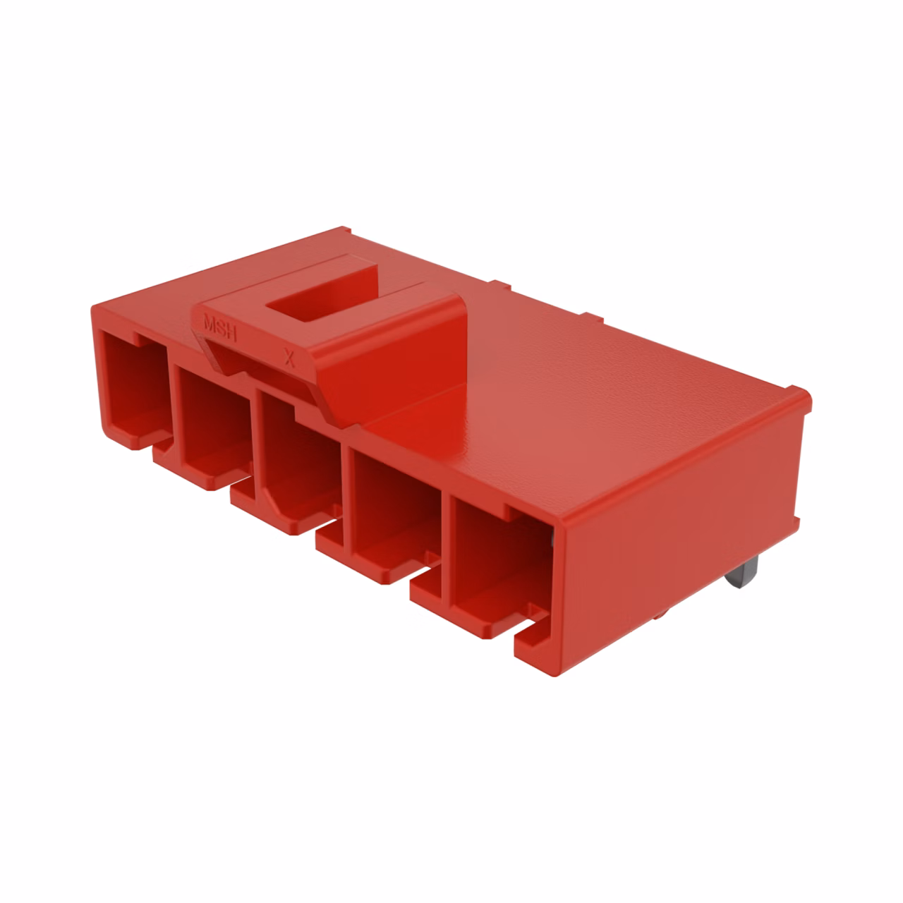 Mega-Fit ColorLock Right-Angle Header, 5.70mm Pitch, Single Row, 5 Circuits, Matte Tin (Sn) Plating, Glow-Wire Capable, Tray, Red for sale