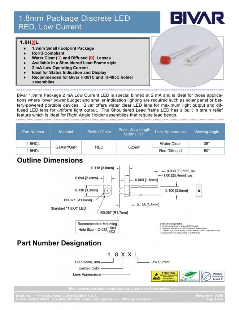 BIVAR 1.8HDL datasheet page 1