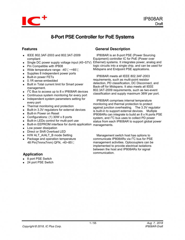 IP808AR datasheet page 1