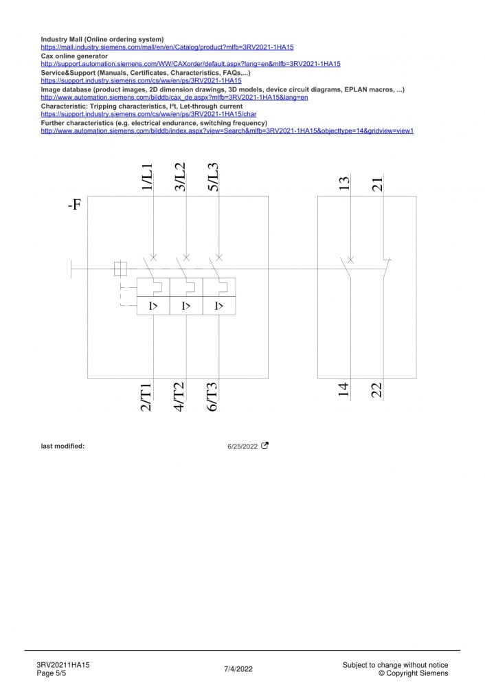 SIEMENS 3RV20211HA15 datasheet page 5