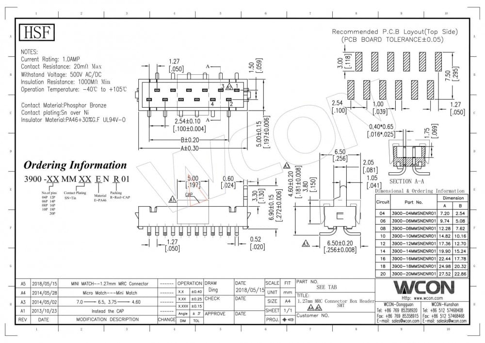 Wcon 3900 Mini Match connector technical drawing preview