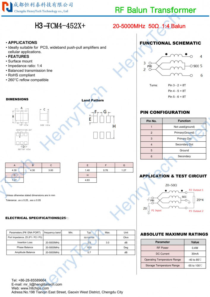 H3-TCM4-452X+ technical document page 1