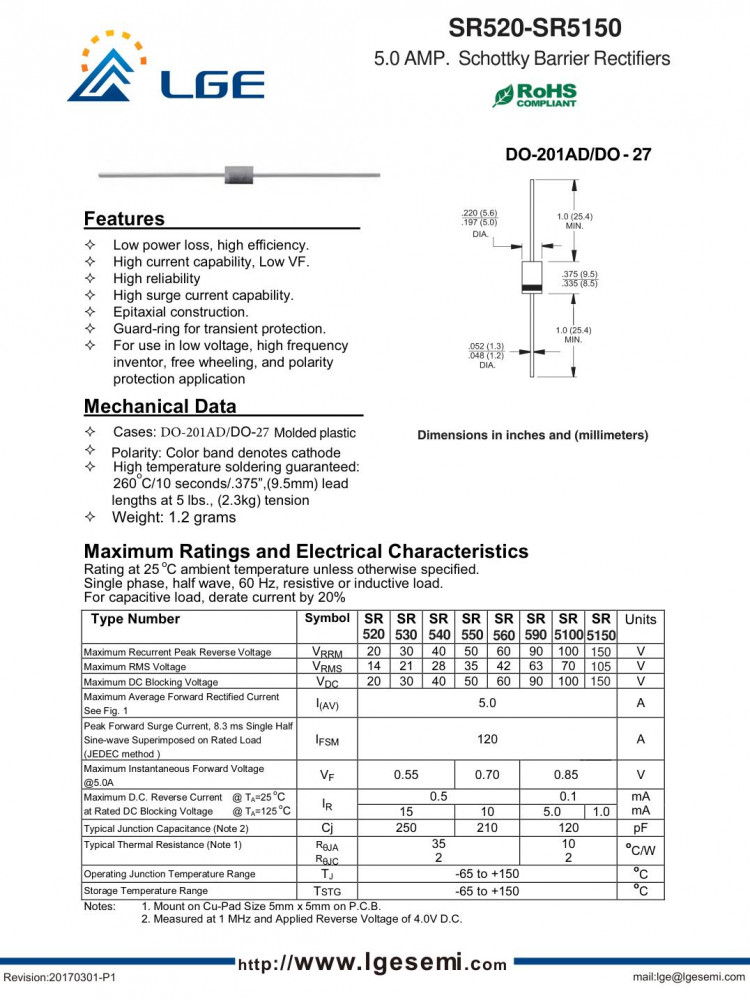 LGE SR560 datasheet page 1