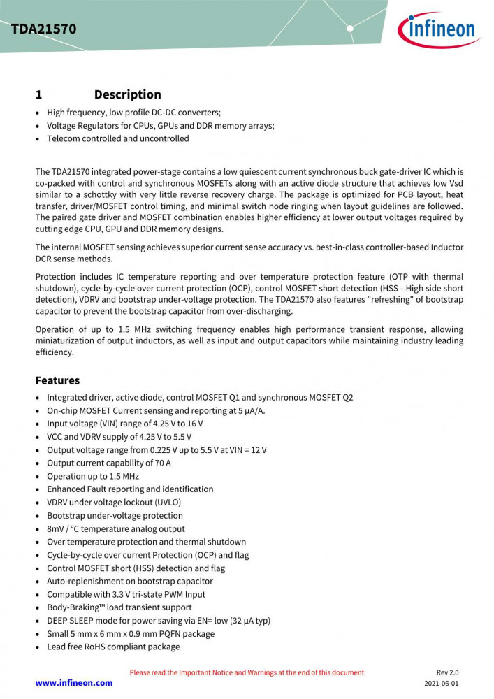 TDA21570AUMA1 document page 1
