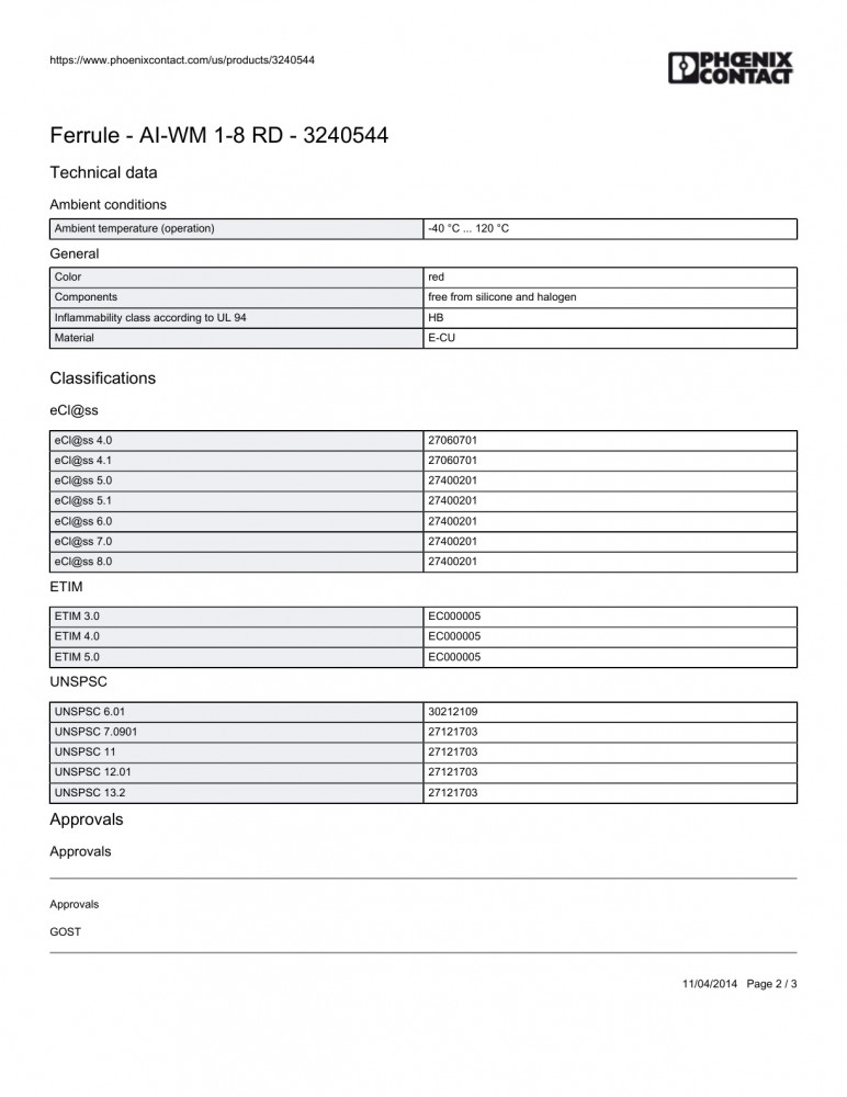Phoenix Contact 3240544 technical dimensions