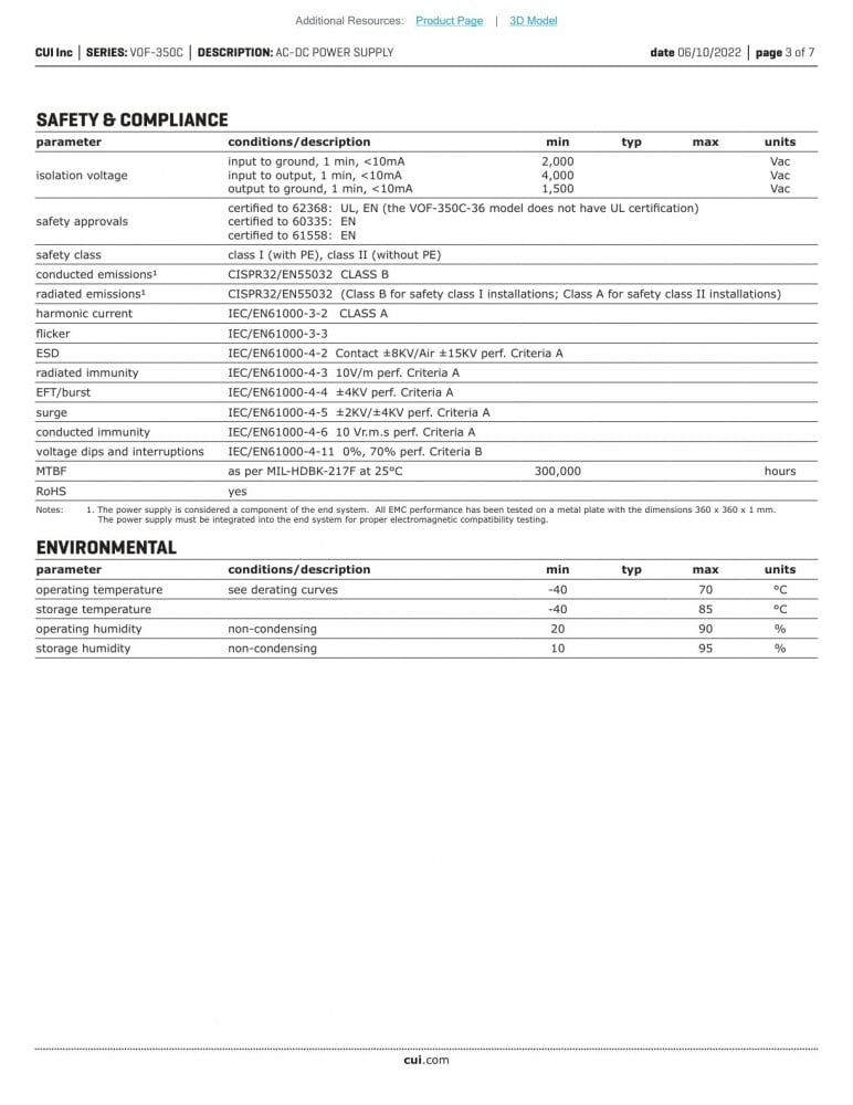 VOF-350C datasheet page 3