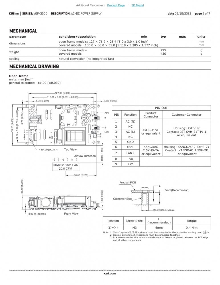 VOF-350C datasheet page 5