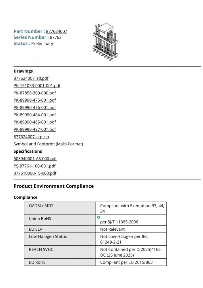MOLEX 877624007 technical document image 1