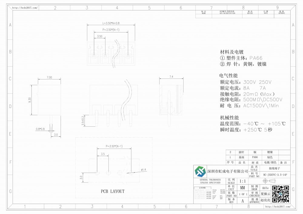 HC-JXDZVC-3.5-14P technical document page
