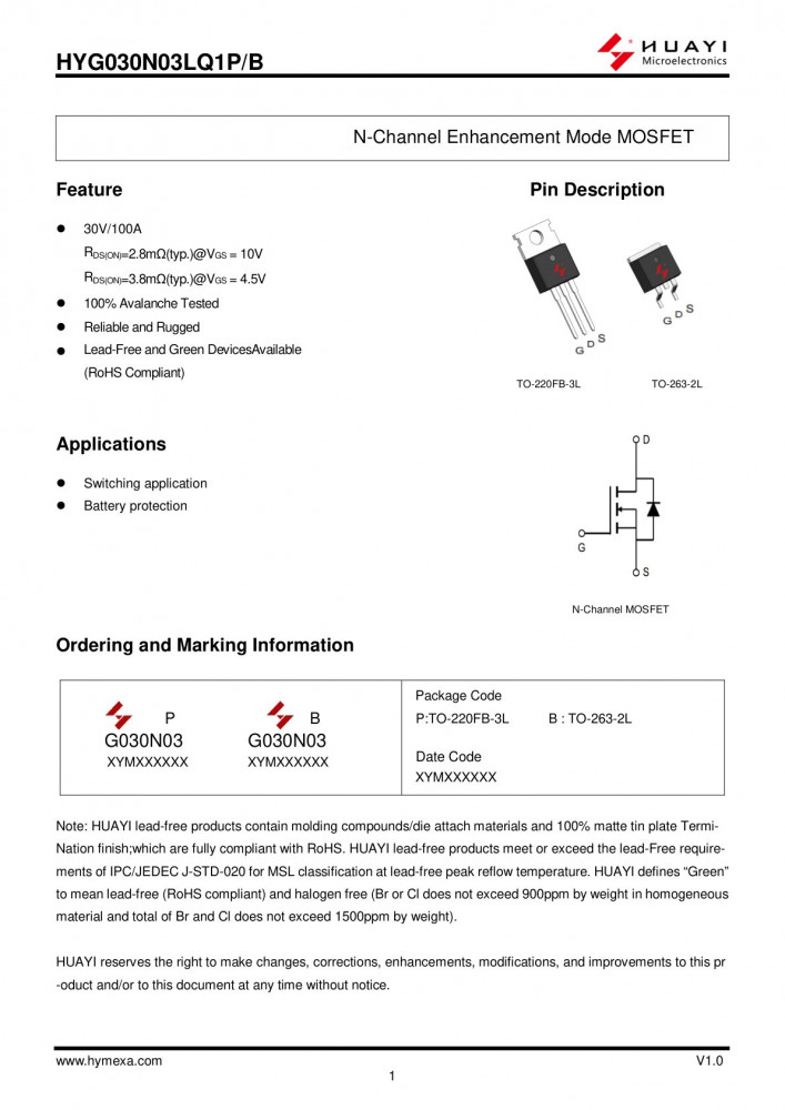 HYG030N03LQ1B datasheet page 1