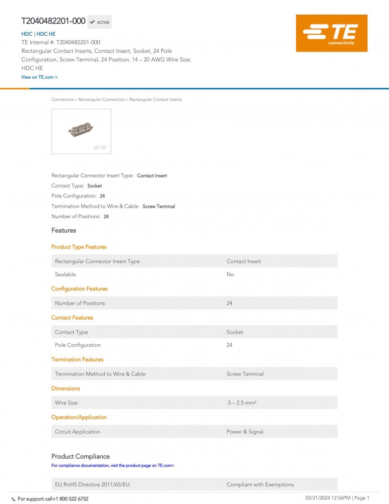 HE-024-F technical document page 1