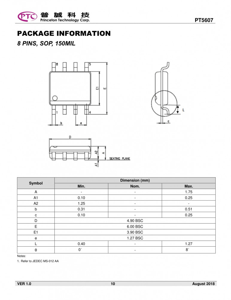 PT5607 datasheet page 10