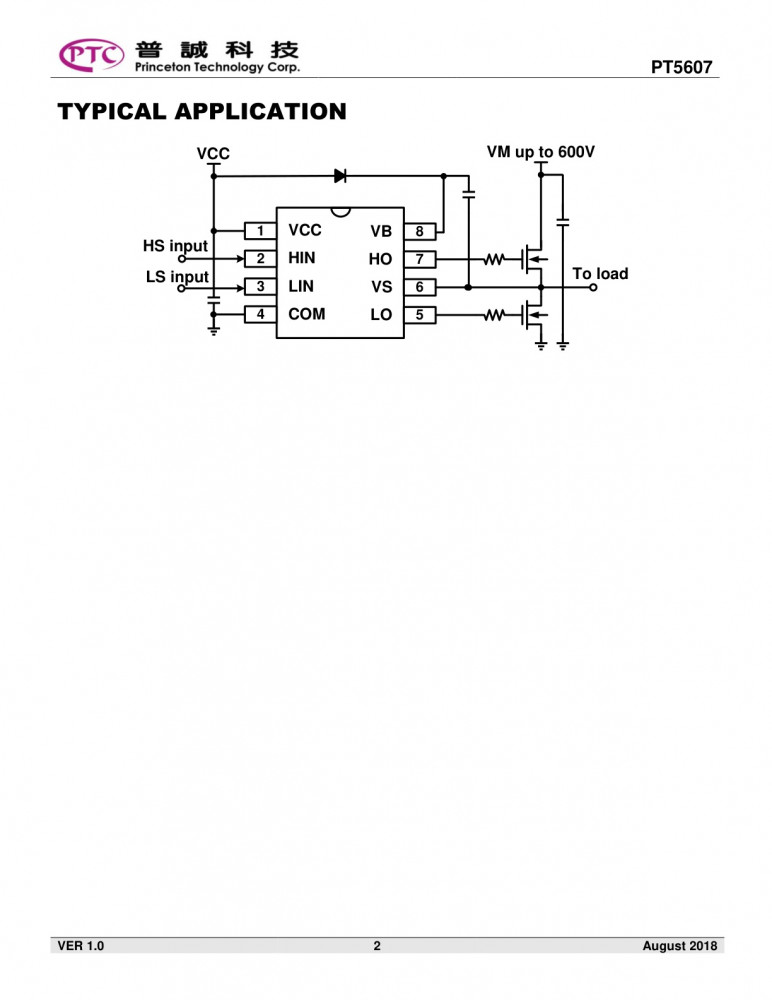 PT5607 datasheet page 2