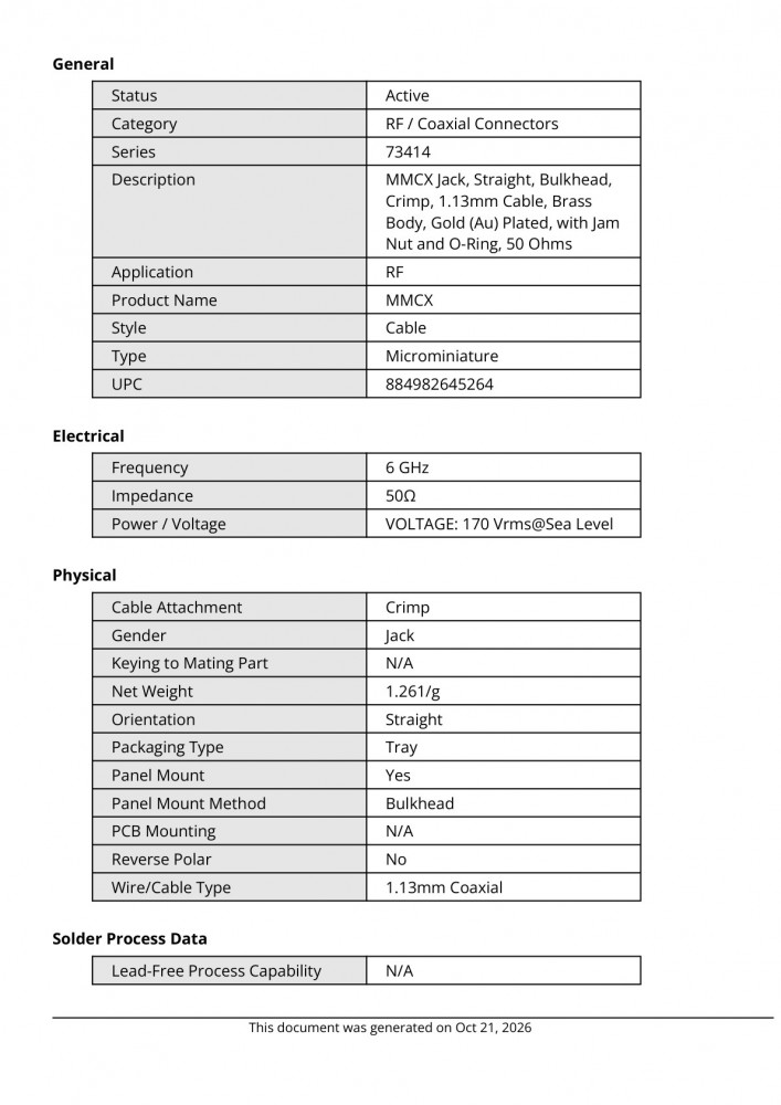 MOLEX 734146110 technical document preview, page 2