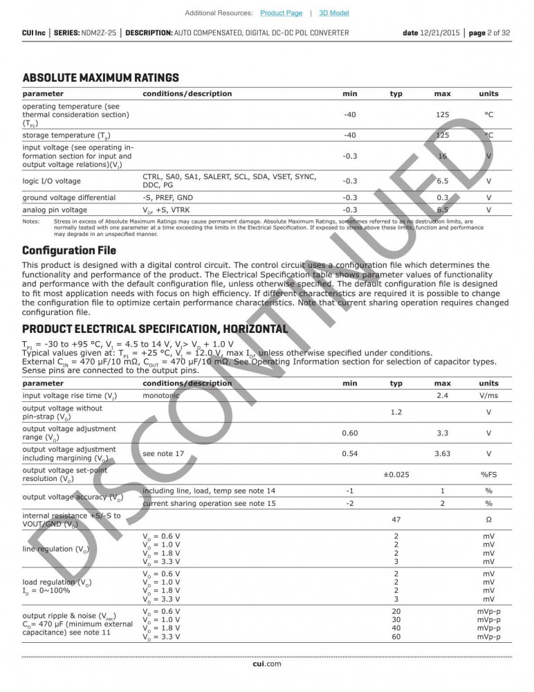 CUI NDM2Z-25HT-P-001 datasheet page 2