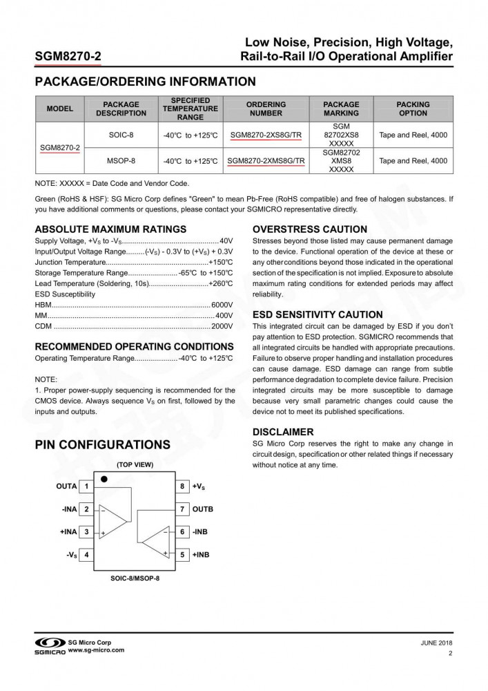 SGM8270-2 datasheet page 2