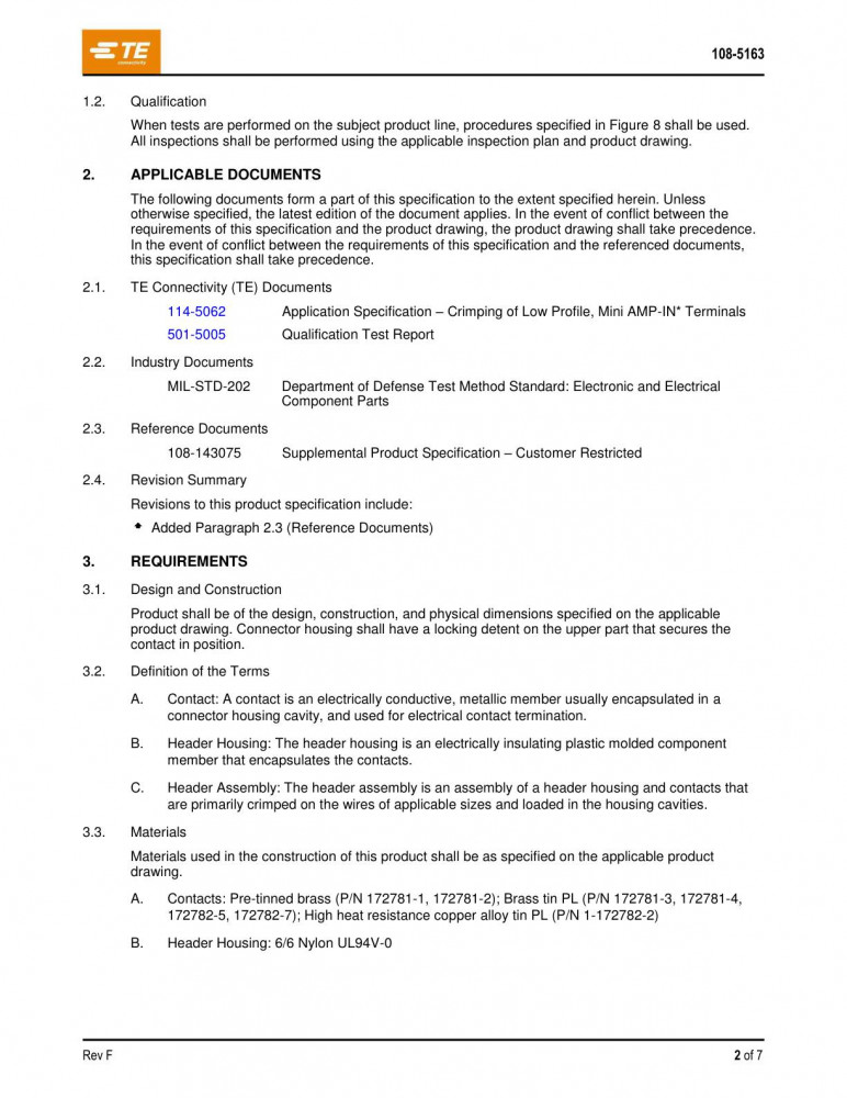 TE Connectivity Low Profile Mini AMP-IN specification page 2