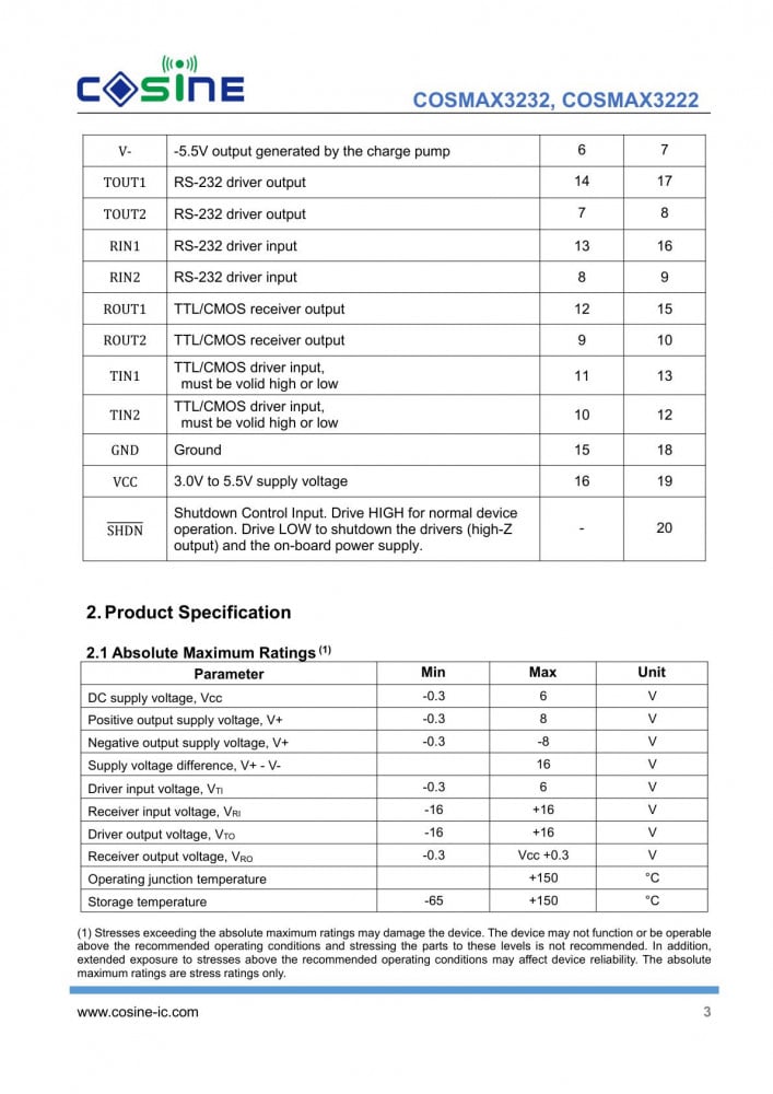 COSMAX3232 datasheet page 3