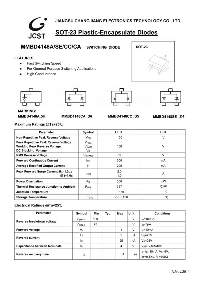 MMBD4148CA datasheet page 1