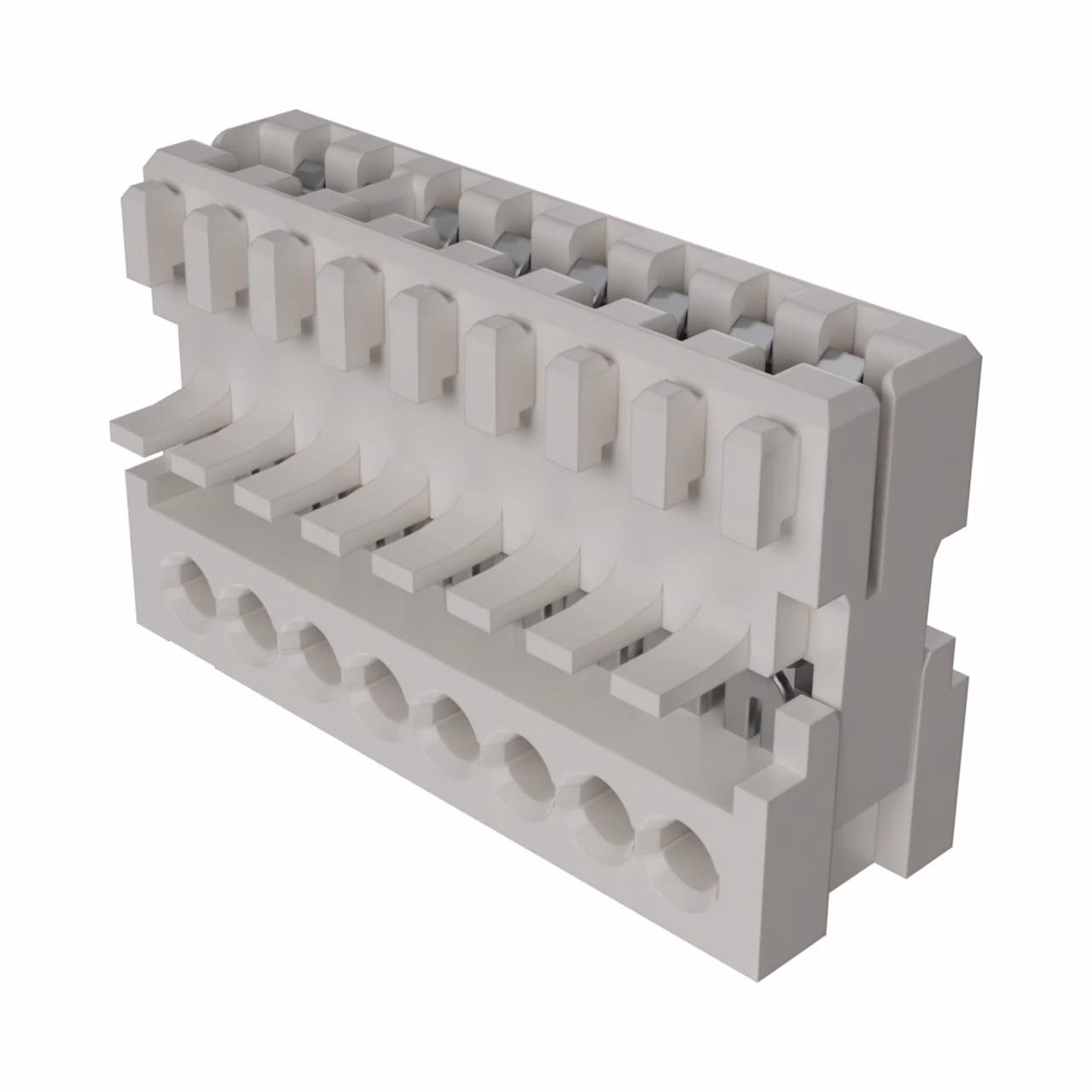 Appli-Mate RAST 2.5 IDT Housing, 2.50mm Pitch, Female, 8 Circuits, Beaded Terminal, All Position Keys, Slotted Endwalls, Polarizing Rib Between Circuits 2 & 3 for sale