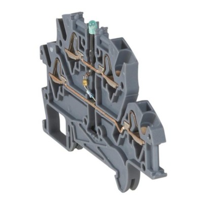 Connecting terminal block, screw connection, 2 connections 2entry/2outlets led, Cross-section 4mm² - pitch 5mm -grey for sale