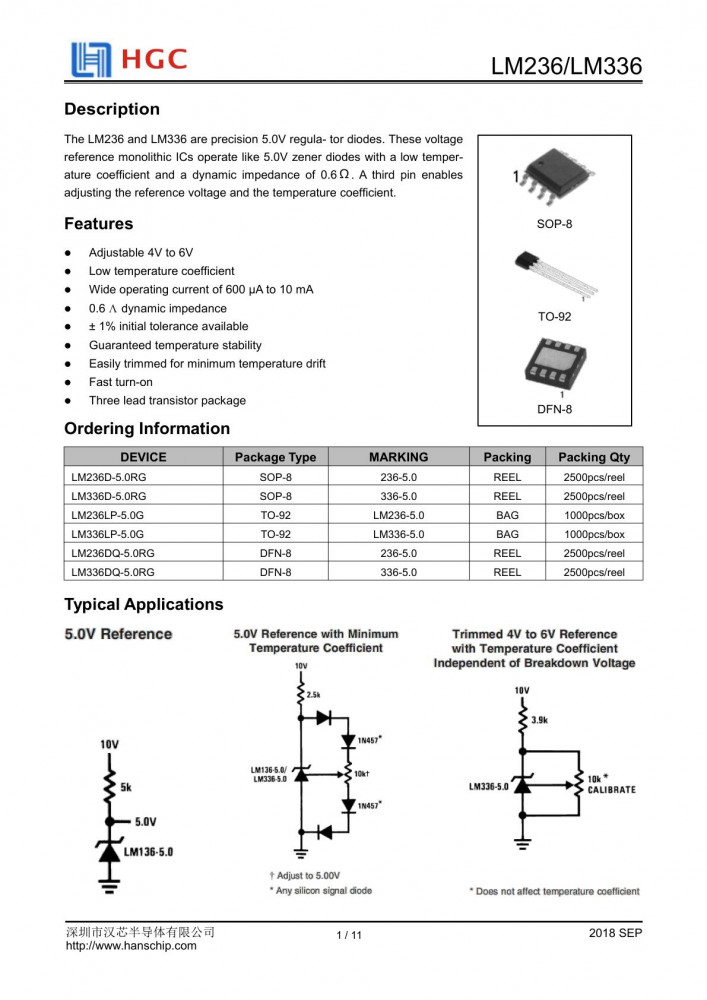 LM336LP-5.0G datasheet page 1