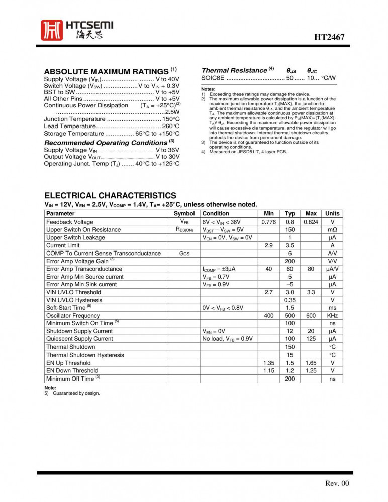 HT2467AREZ datasheet page 2