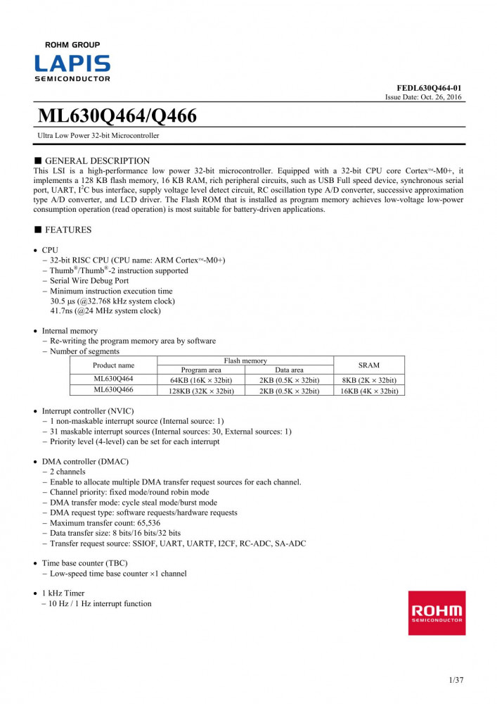 ML630Q466 datasheet page 2
