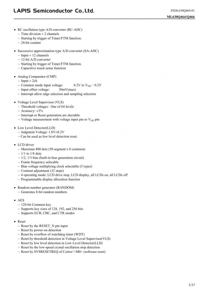 ML630Q466 datasheet page 4