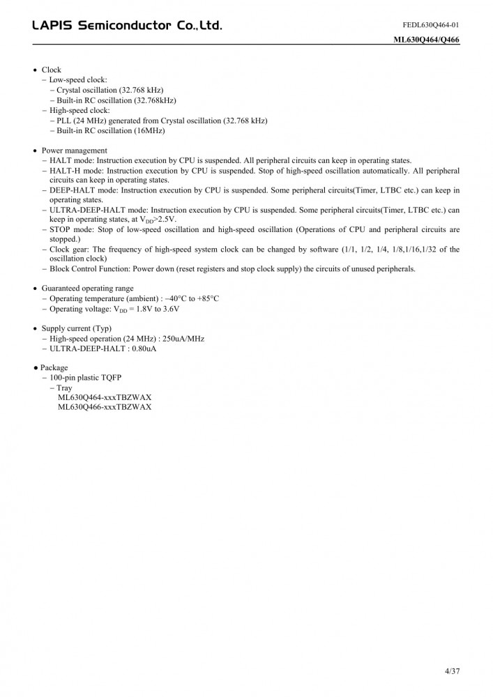 ML630Q466 datasheet page 5