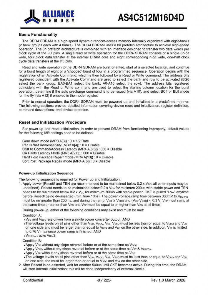 AS4C512M16D4D datasheet page 8