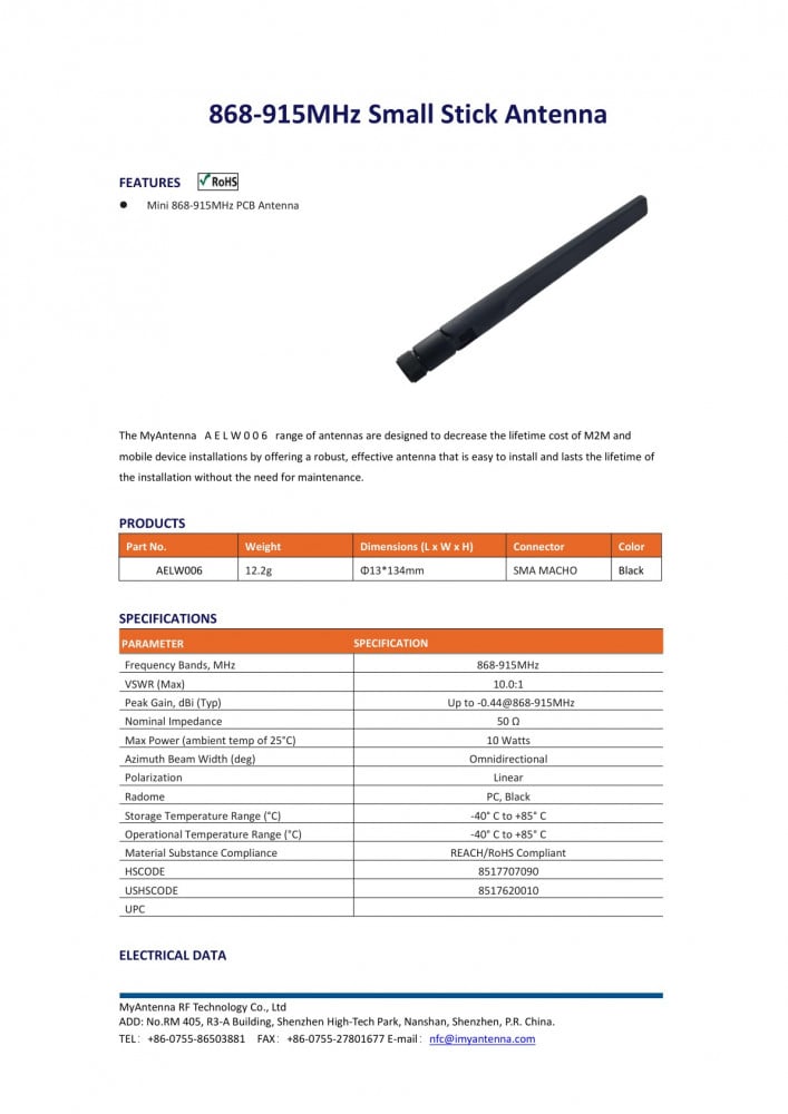 AELW006 datasheet page 1