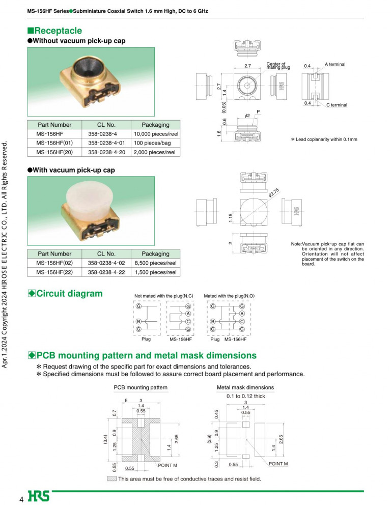 HRS MS-156HF datasheet page 4