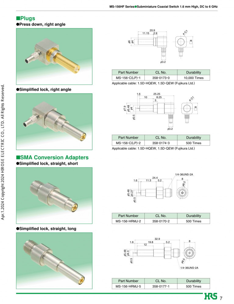 HRS MS-156HF datasheet page 7