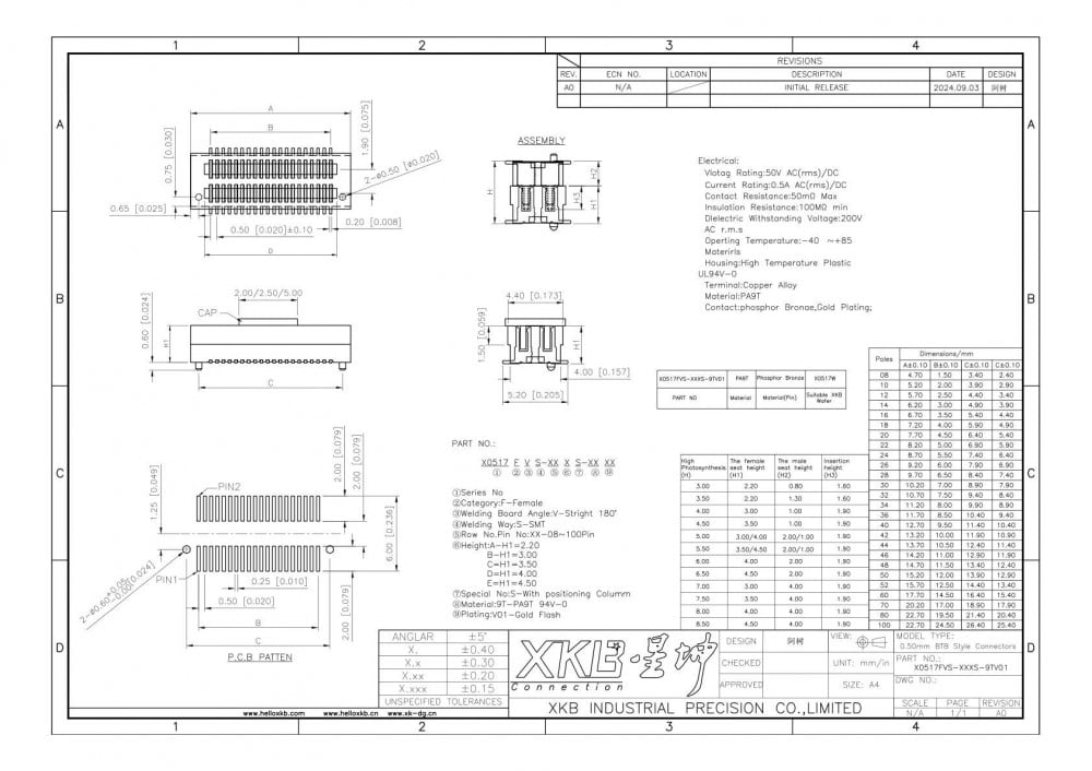 XKB Connection X0517FVS-30DS-9TV01 technical drawing preview