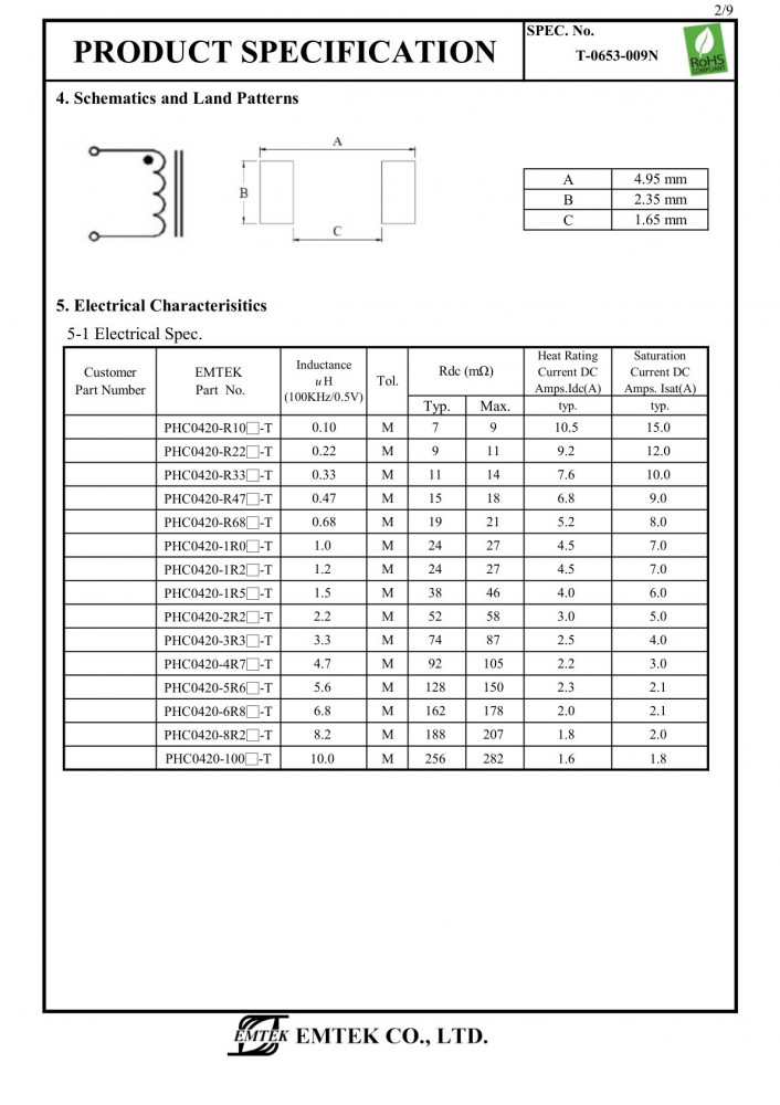 PHC0420 specification page 3