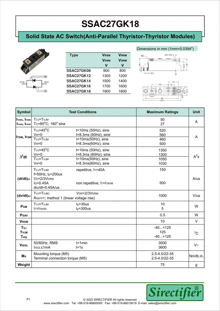 SSAC27GK08 datasheet page 1
