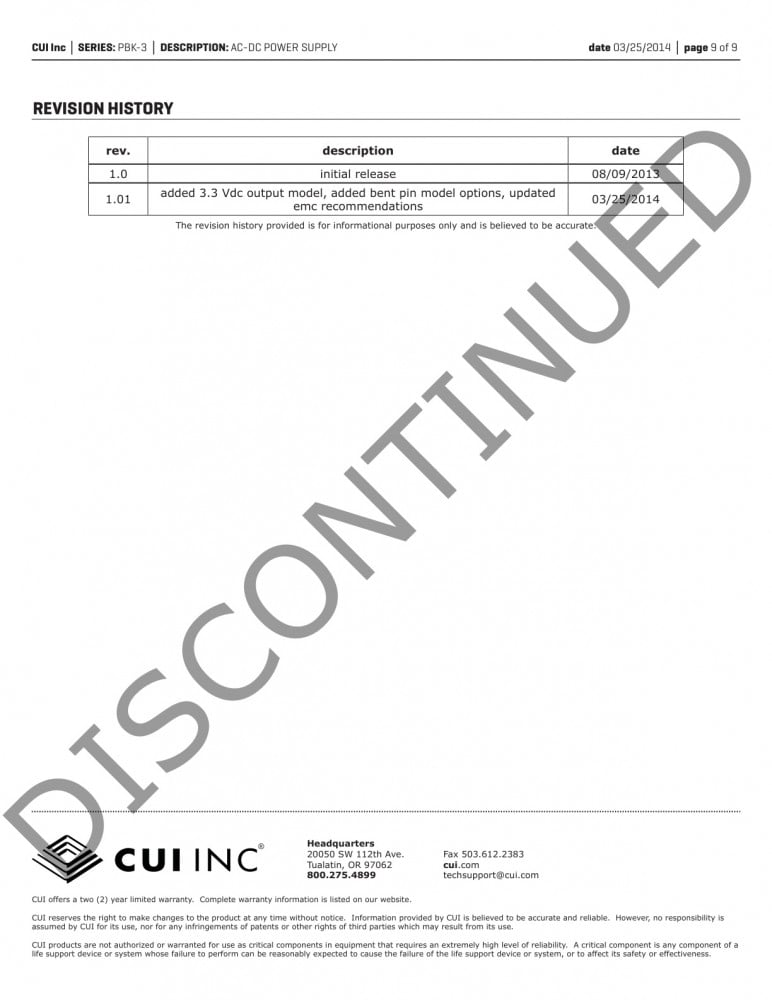 CUI PBK-3 datasheet page 9